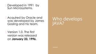 Introduction to Java.pptx | Programming Languages | Computing