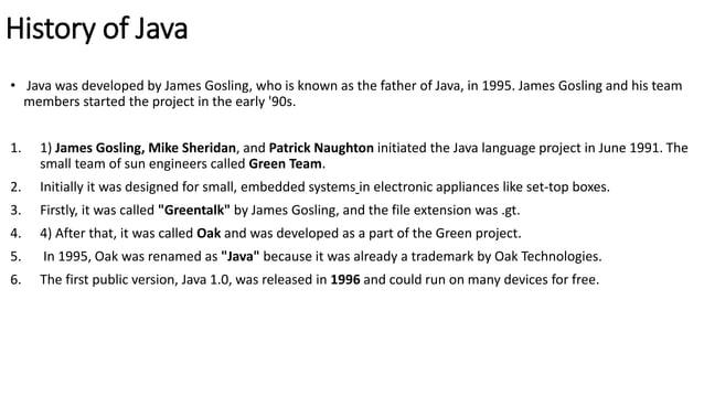 Introduction to java Programming Language | PPT