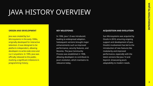 INTRODUCTION TO JAVA the important of he java | PPT