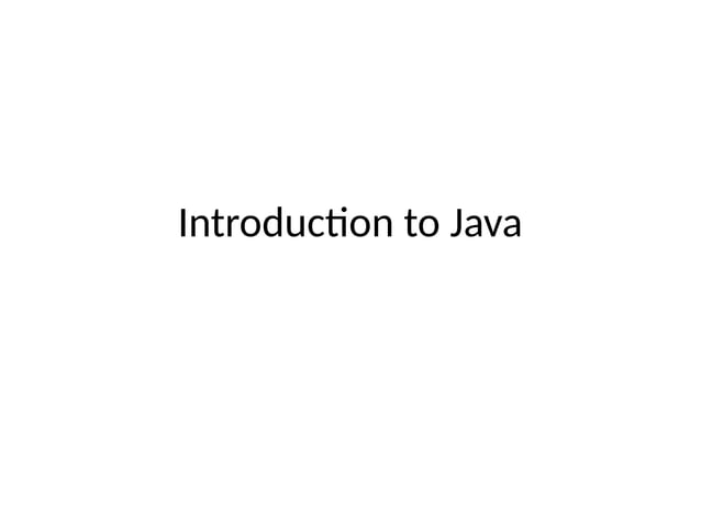 Simple Introduction to Java in the new technology | PPTX