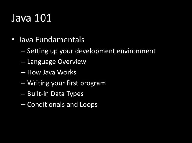 Introduction to java 101 | PPTX | Programming Languages | Computing