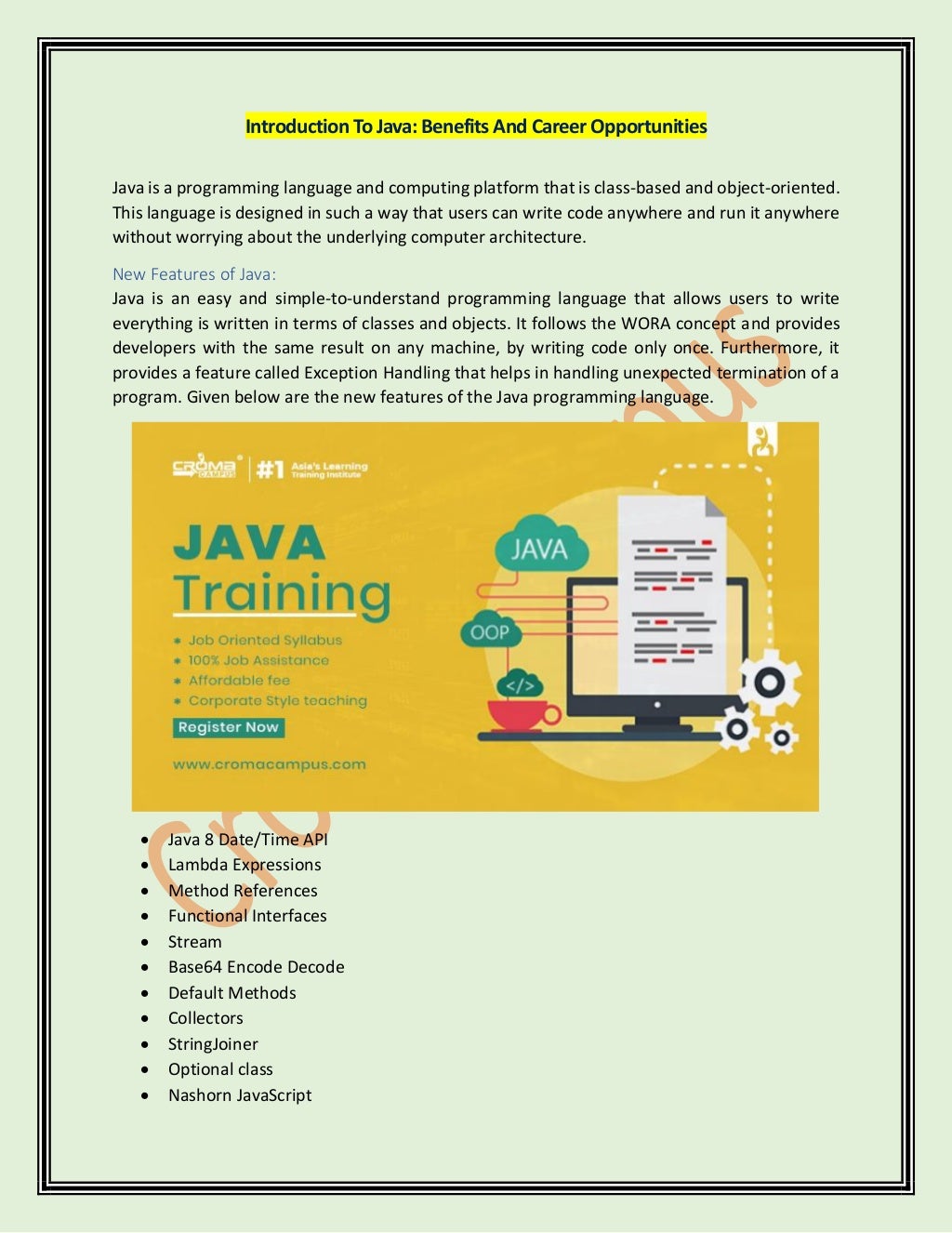 Introduction To Java: Benefits And Career Opportunities | PDF