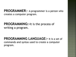 Introduction to Object Oriented Programming Class IX | PPT