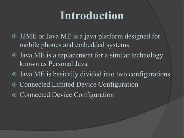 Introduction To J2ME(FT - Prasanjit Dey) | PPT