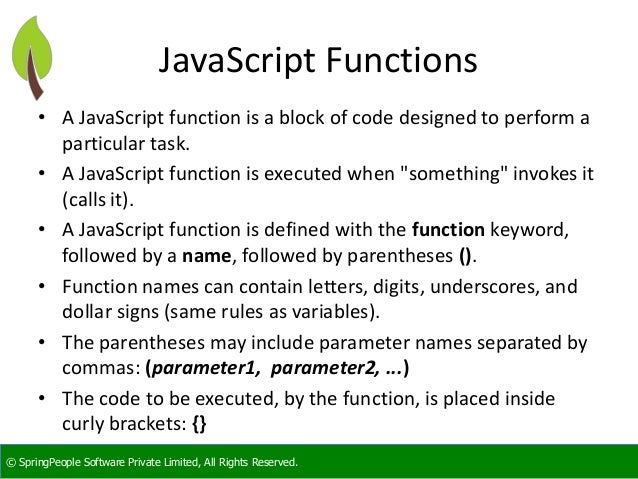 Introduction To Javascript Springpeople