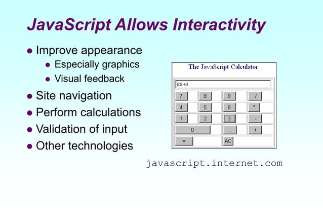 Introduction to JavaScript (1).ppt | Web Development | Internet