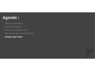 Introduction to JavaScript and Google Apps Script | ODP