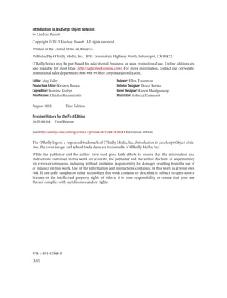 Introduction to JavaScript Object Notation, Lindsay Bassett, 2015 | PDF