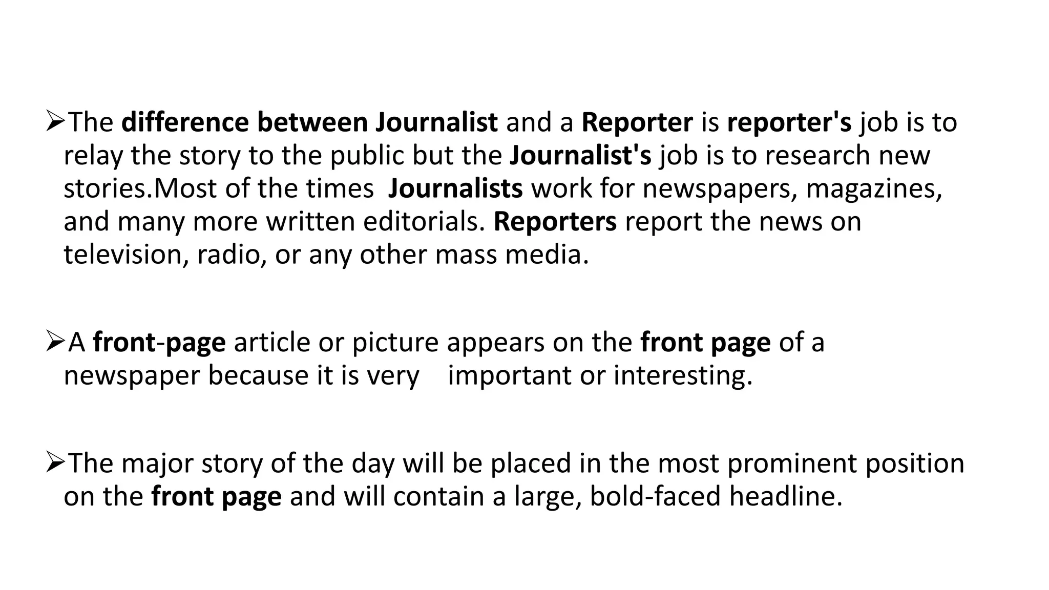 INTRODUCTION TO JOURNALISM FOR CAREER IN JOURNALISM | PPT