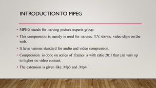 Introduction to JPEG and MPEG standard techniques | PDF