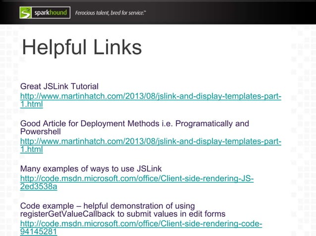 Introduction to JSLink in 2013 | PPT