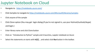 Introduction to Jupyter notebook and MS Azure Machine Learning Studio | PPTX
