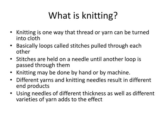 Introduction To Knitting | PPTX