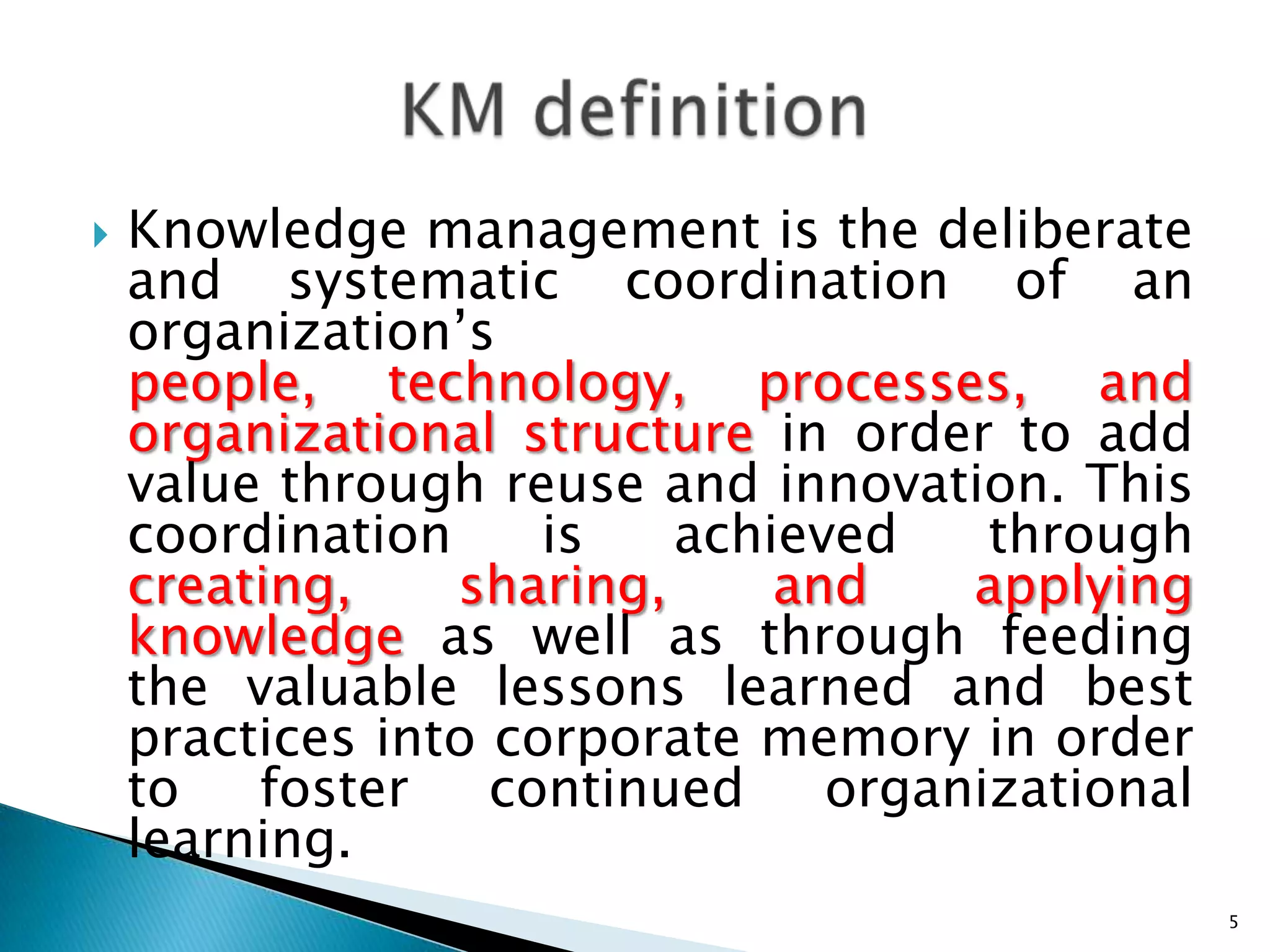 Introduction to knowledge management in theory and practice | PPTX