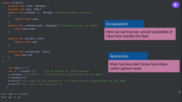 Introduction to kotlin and OOP in Kotlin | PPTX