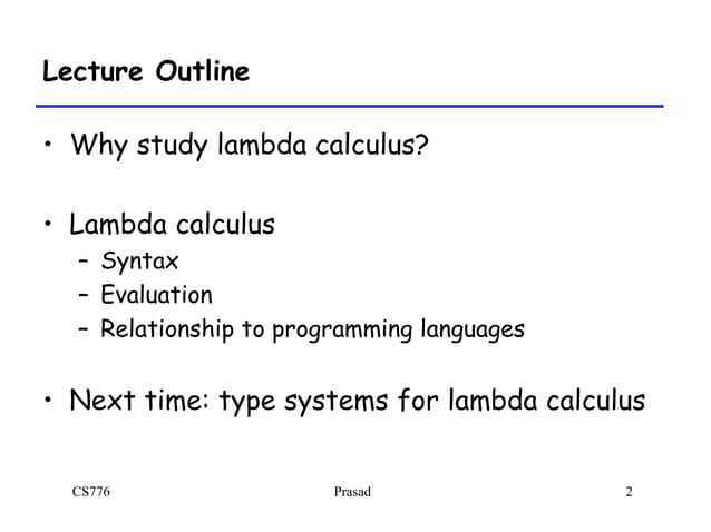 Introduction to lambda calculus | PPT