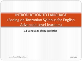 Introduction to language 1 | PPTX
