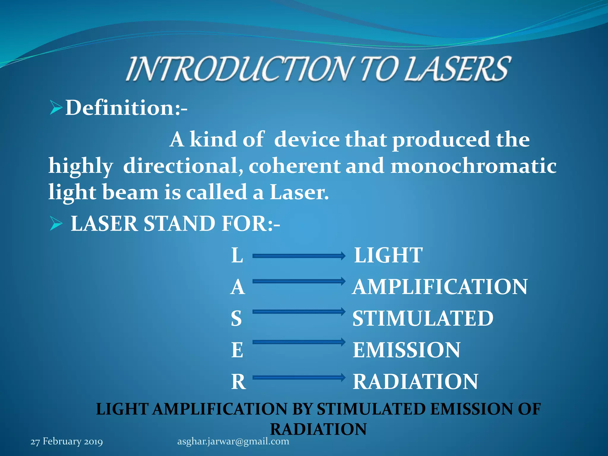 Introduction to lasers | PPT