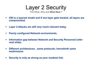 Introduction to layer 2 attacks & mitigation | PPTX