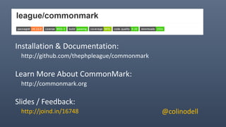 Introduction to league/commonmark | PPTX