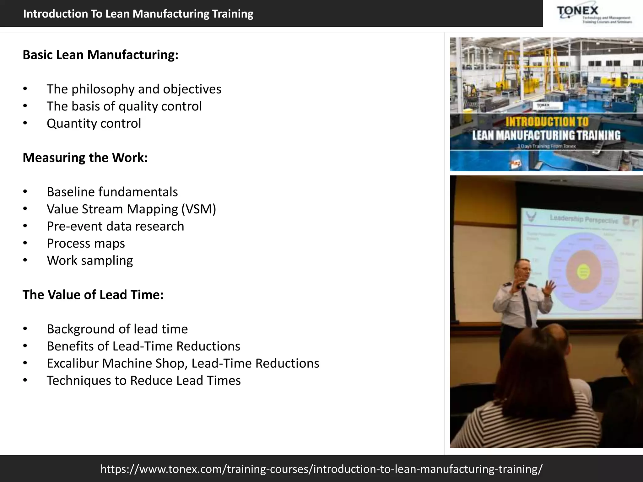 Introduction To Lean Manufacturing : Tonex Training | PPTX