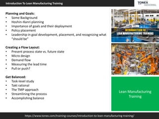 Introduction To Lean Manufacturing : Tonex Training | PPTX