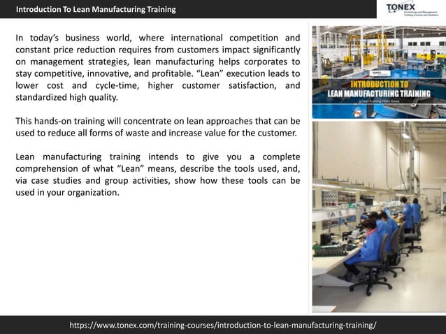 Introduction To Lean Manufacturing : Tonex Training | PPT
