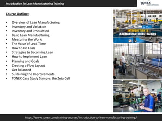 Introduction To Lean Manufacturing : Tonex Training | PPTX
