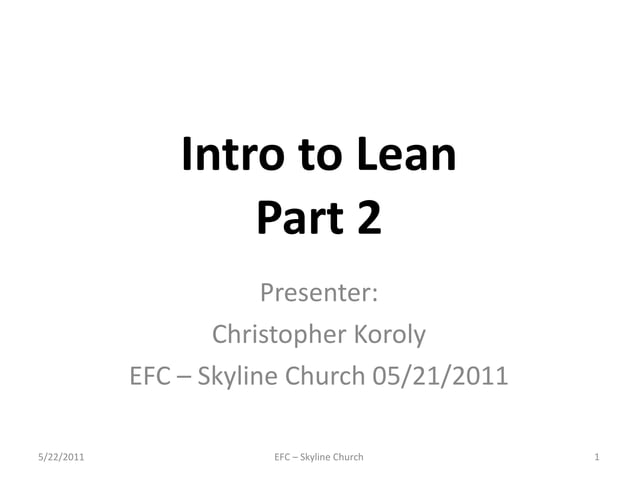 Introduction to Lean part 2 | PPT