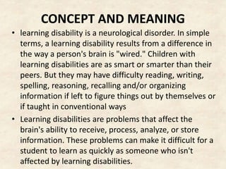Introduction to learning disability | PPTX