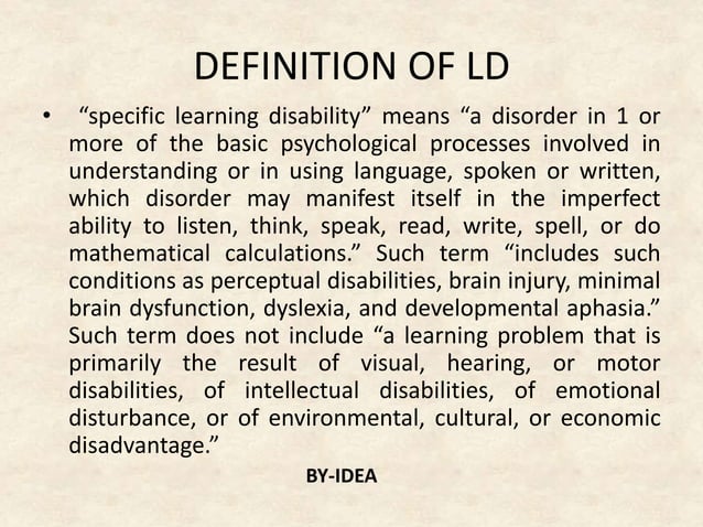 Introduction to learning disability | PPTX | Brain and Nervous System ...