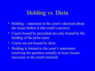 Introduction to legal analysis sources law dicta | PPT