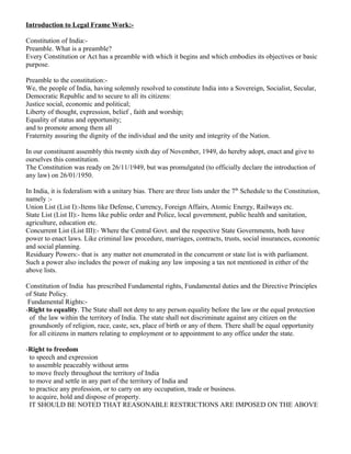 Introduction to legal frame work | DOC | Hinduism | Religion & Spirituality