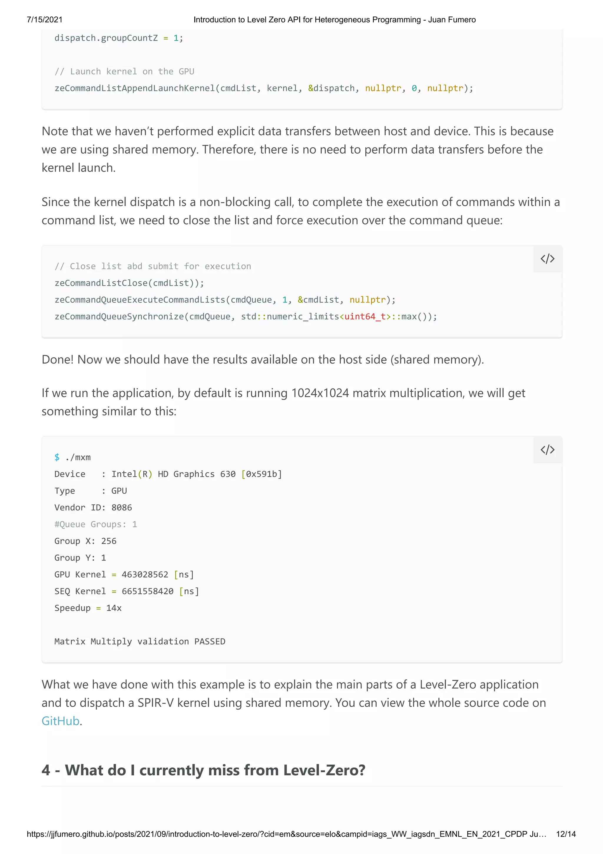 Introduction To Level Zero Api For Heterogeneous Programming Notes Pdf 2820