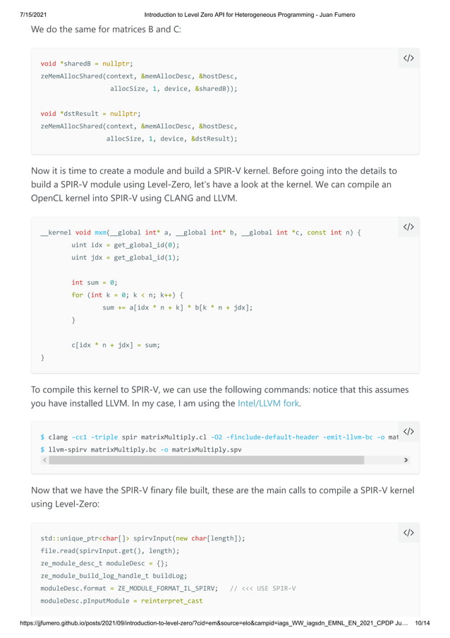 Introduction to Level Zero API for Heterogeneous Programming : NOTES | PDF