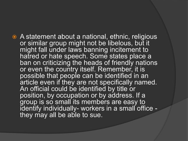 Introduction to libel | PPTX | Law