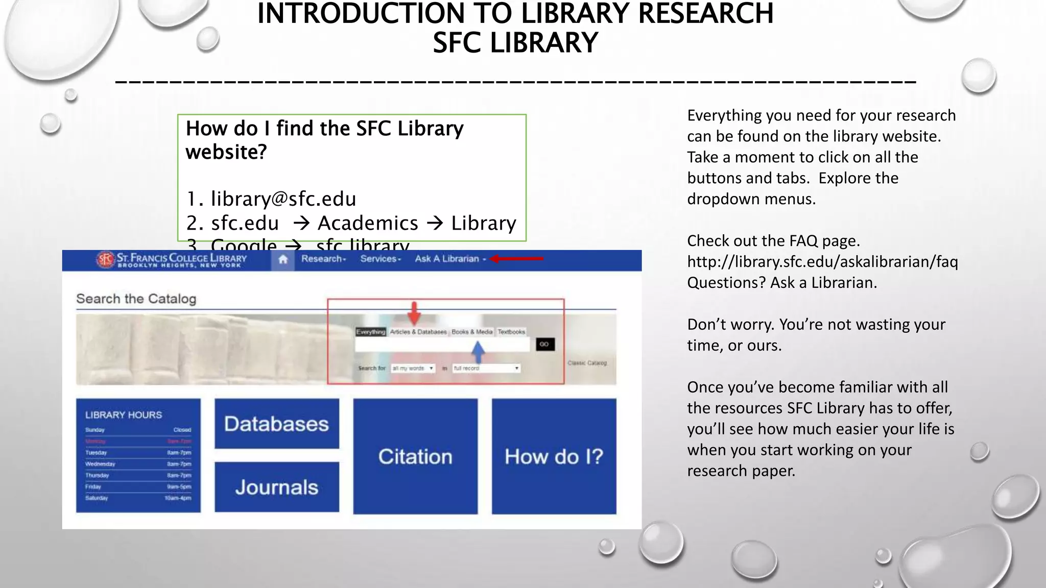 SFC Library -- Introduction to Library Research | PPT