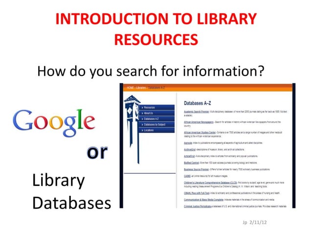 Introduction to Library Resources | PPT