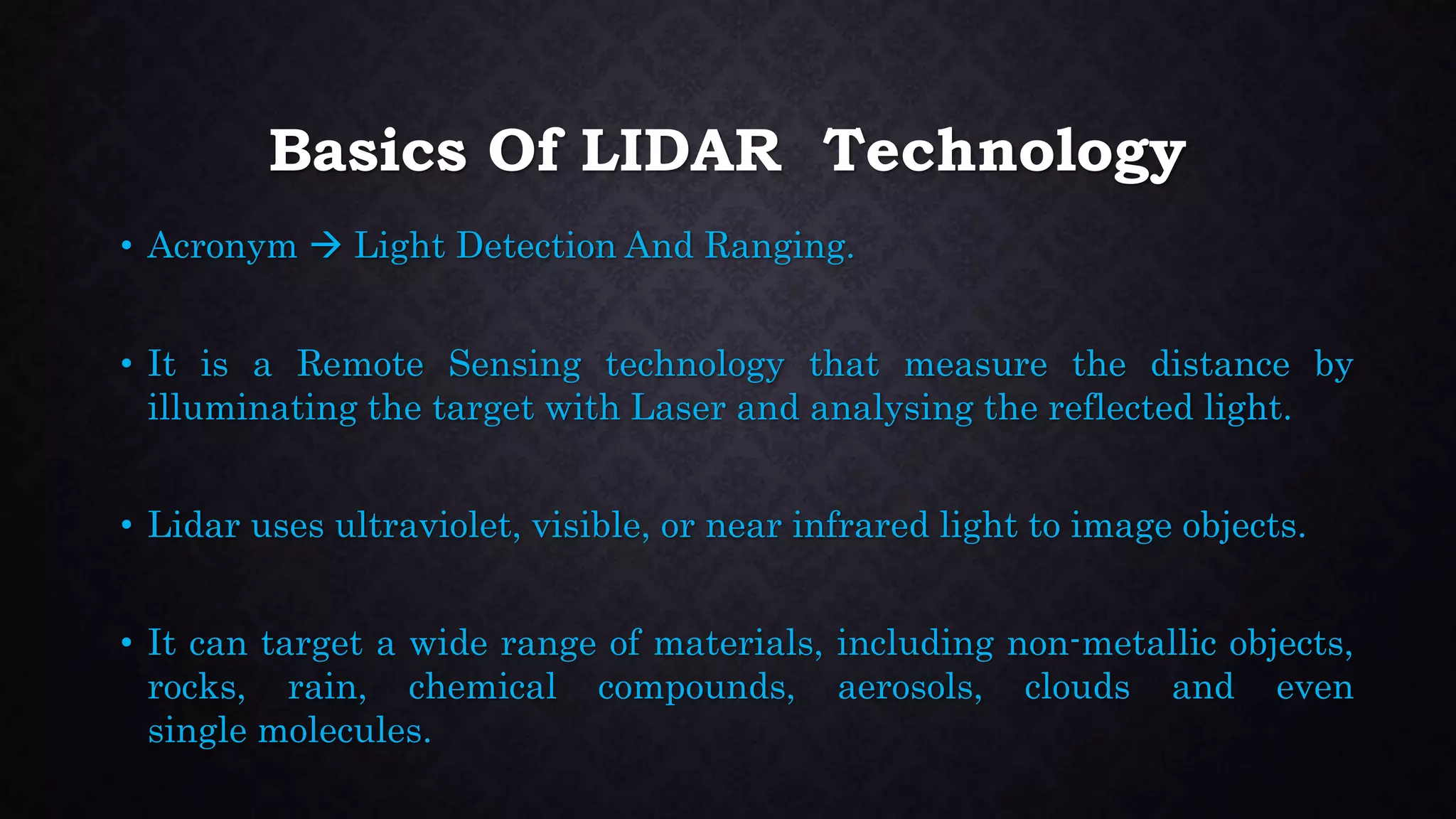 Introduction to lidar and its application | PPTX