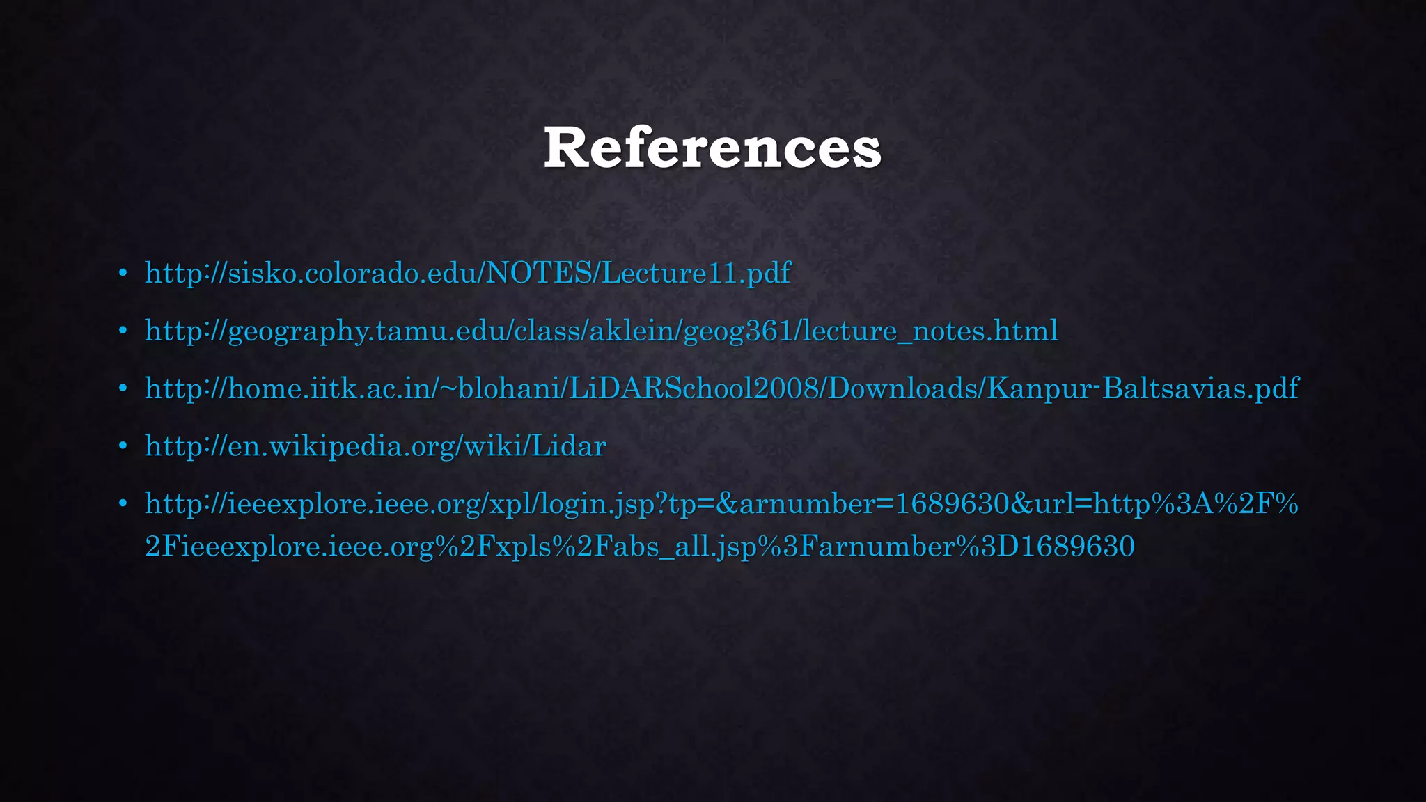 Introduction to lidar and its application | PPTX