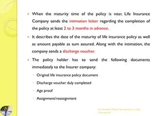 Introduction to Life Insurance-II by Dr. Amitabh Mishra | PPT