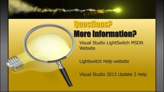Introduction to Visual Studio LightSwitch | PPT