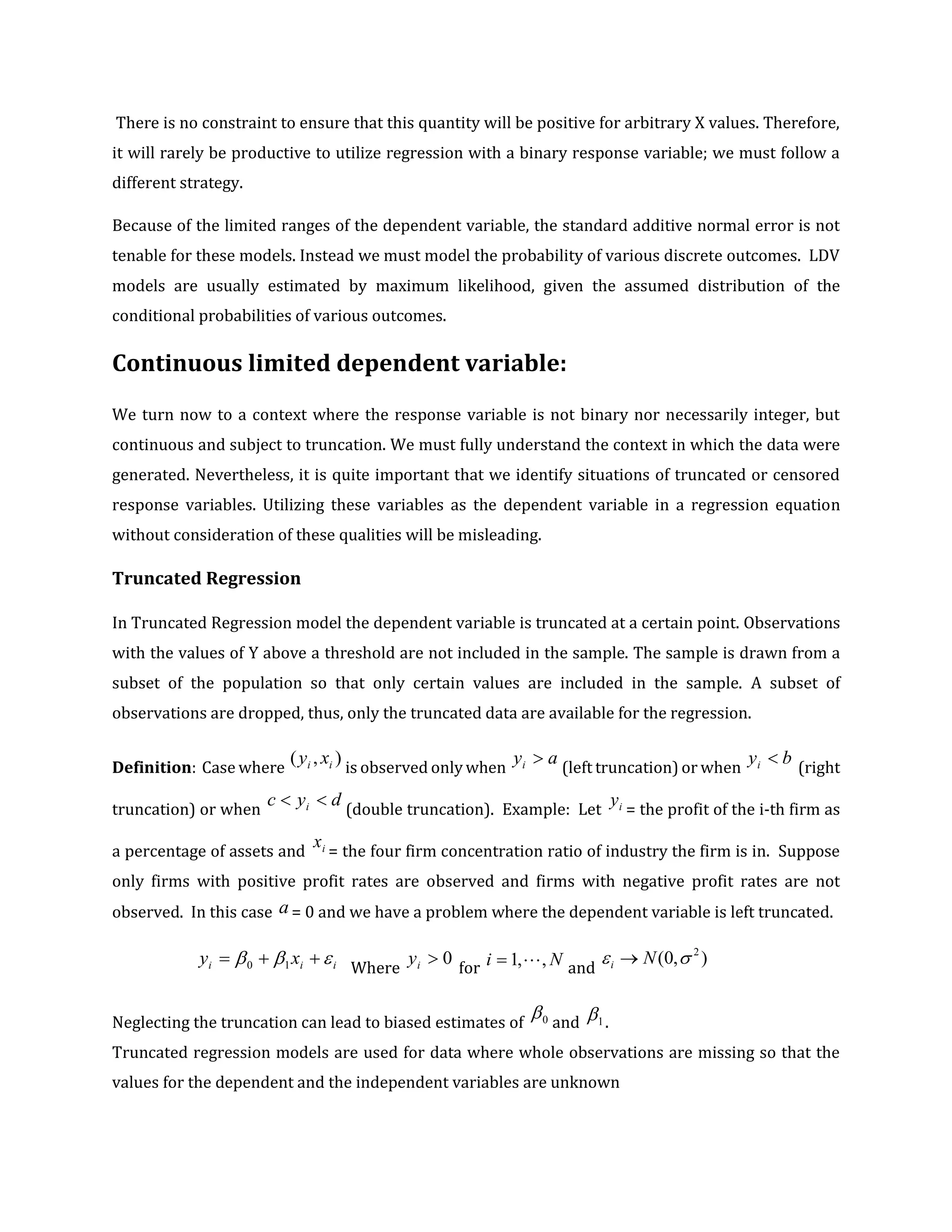 Introduction to Limited Dependent variable | PDF