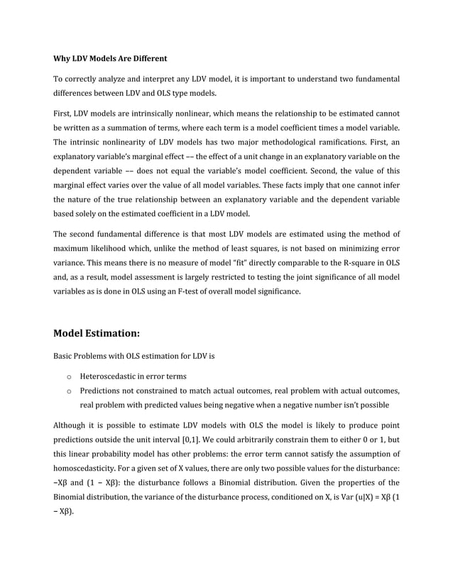 Introduction to Limited Dependent variable | PDF