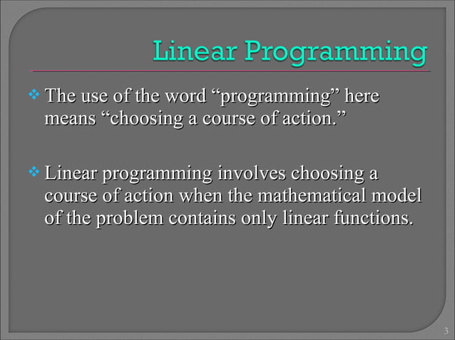 Introduction to linear programming | PPT | Programming Languages | Computing