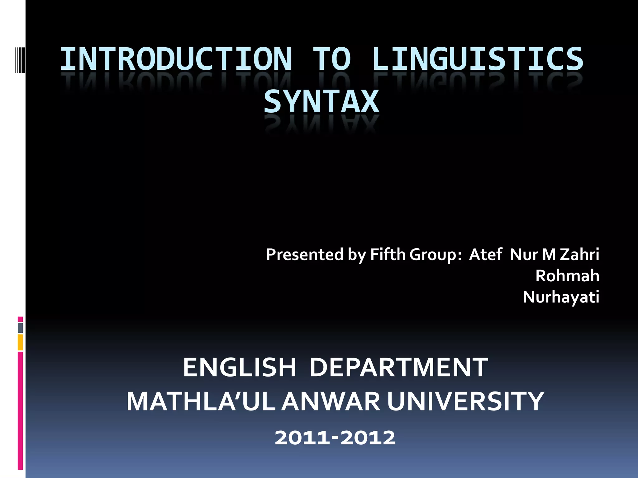 Introduction to lingistics | PPTX