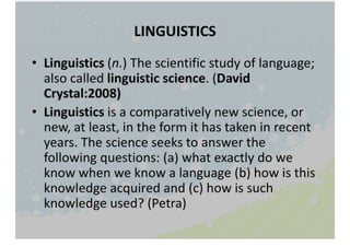 Introduction To Linguistics | PPT