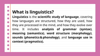 INTRODUCTION TO LINGUISTICS: LANGUAGE, CHARACTERISTICS, AND FUNCTIONS ...
