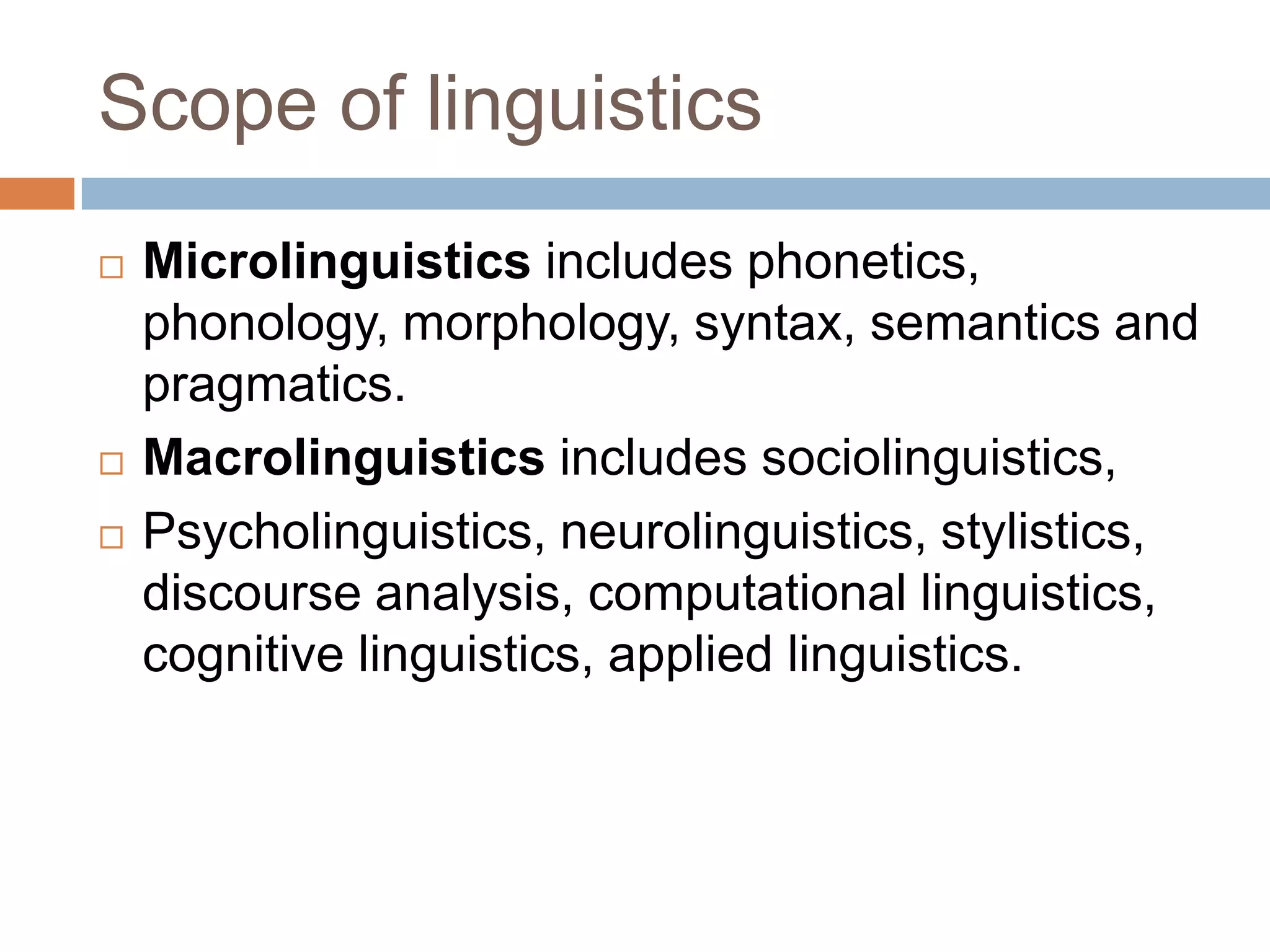 Introduction to linguistics lec 1 | PPTX