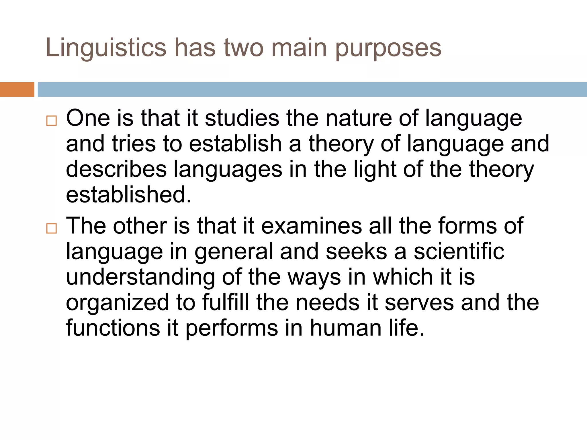 Introduction to linguistics lec 1 | PPTX